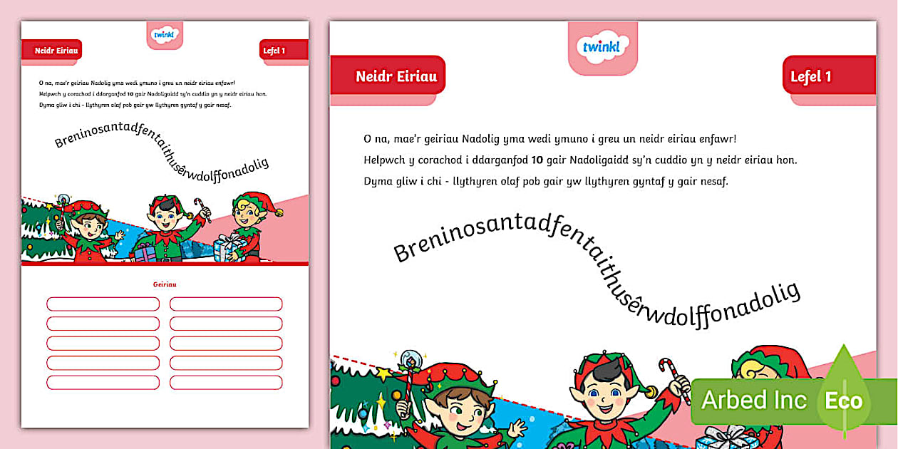 Neidr Eiriau Lefel 1 (Teacher-Made) - Twinkl