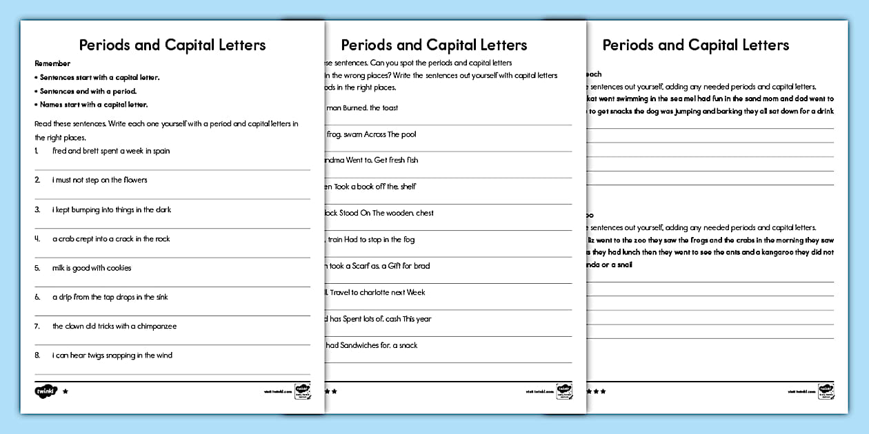 Capitals and Periods Worksheet | Resource | Twinkl USA
