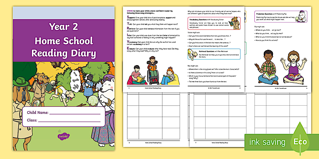 Year 2 Home School Reading Diary Booklet - Year 2 Home School Reading Diary