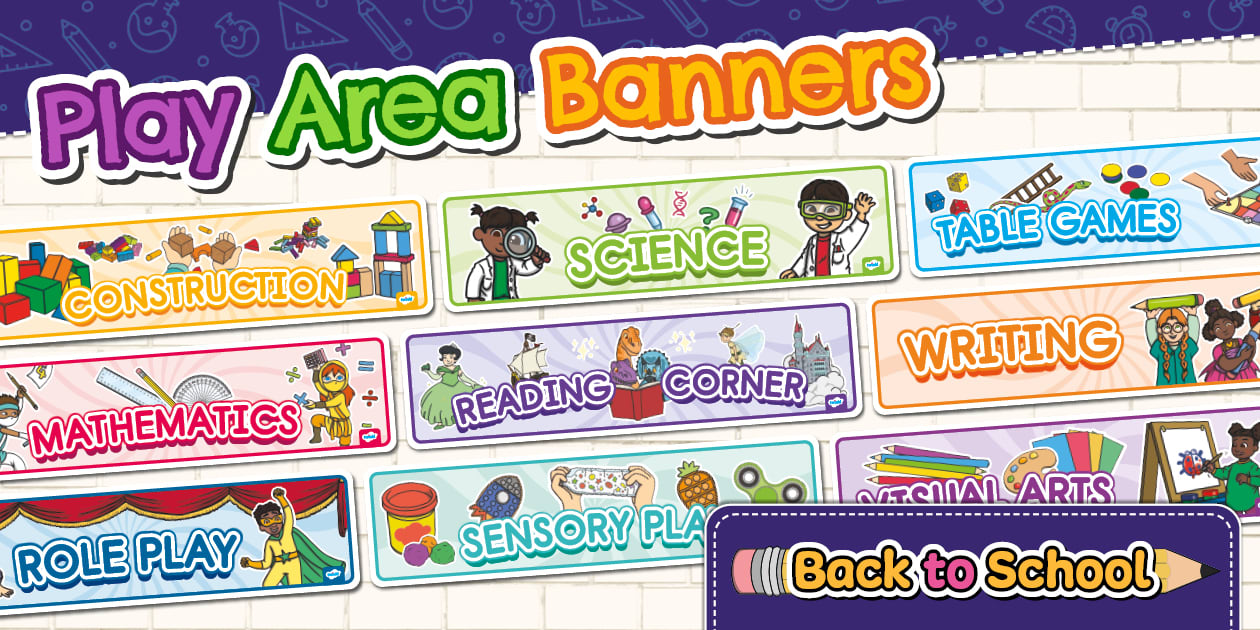 Play Area Banners Kindergarten - English Classroom - Twinkl