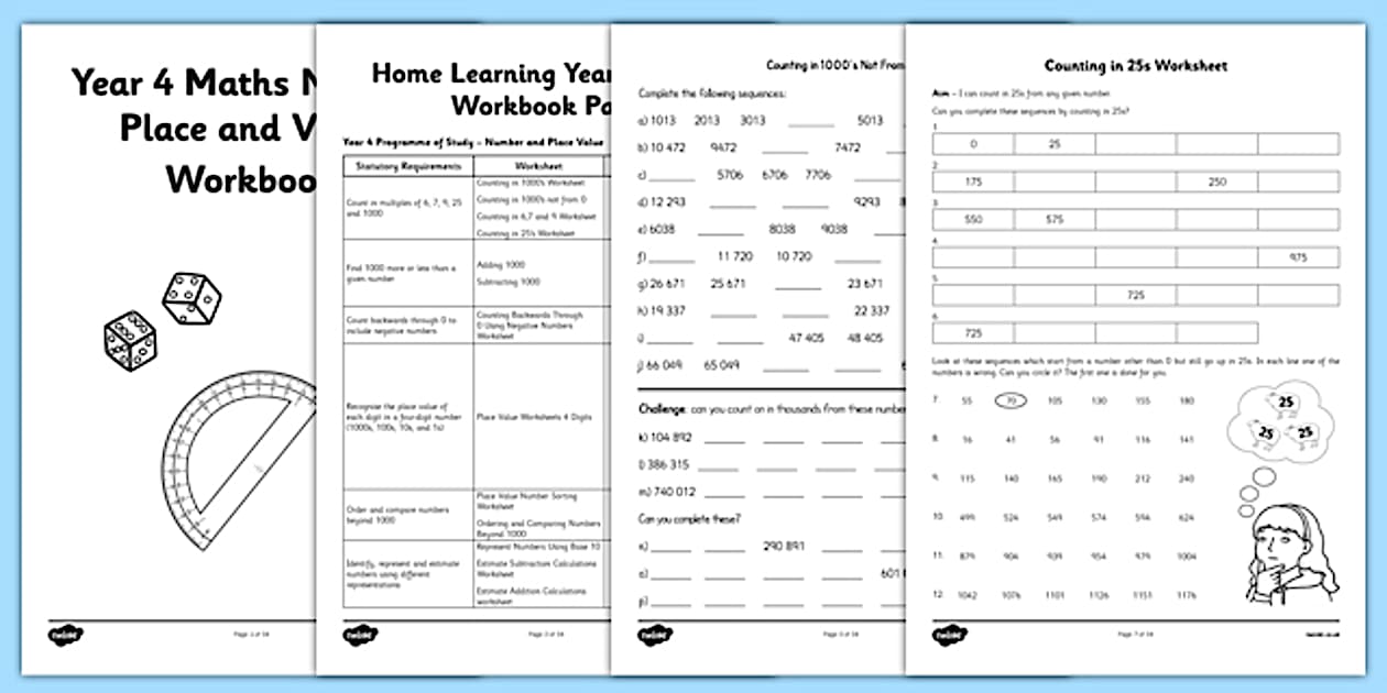 Year 4 Maths Number and Place Value Booklet (teacher made)