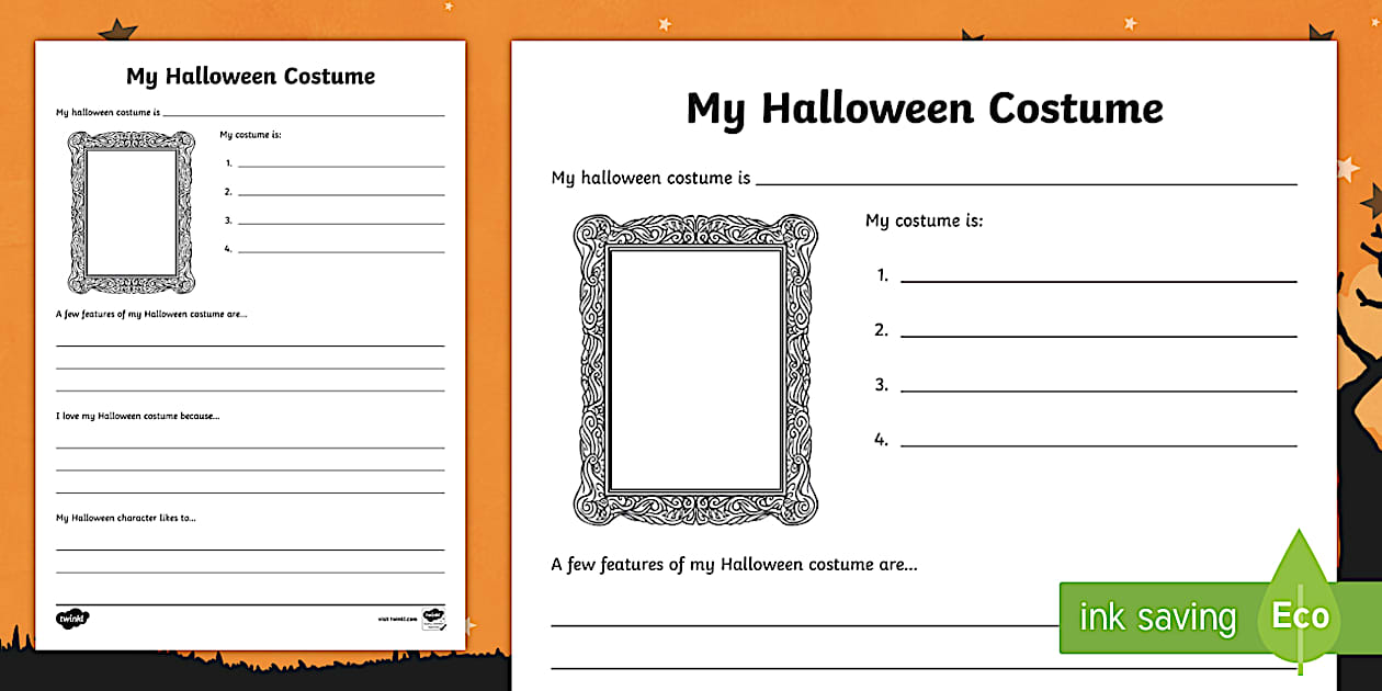 Halloween Costume Writing Frame (teacher made) - Twinkl