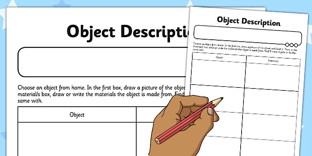 Editable Object Description Worksheet (teacher made)