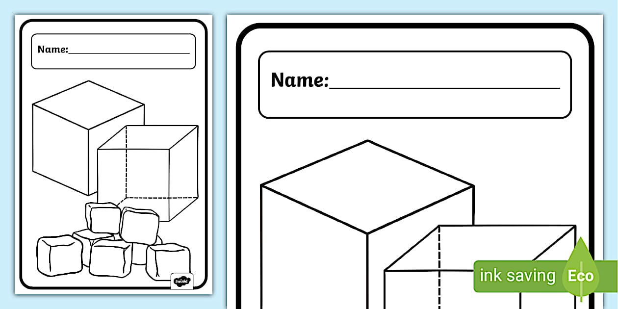 Cube Shape Themed Colouring Book Cover (teacher made)