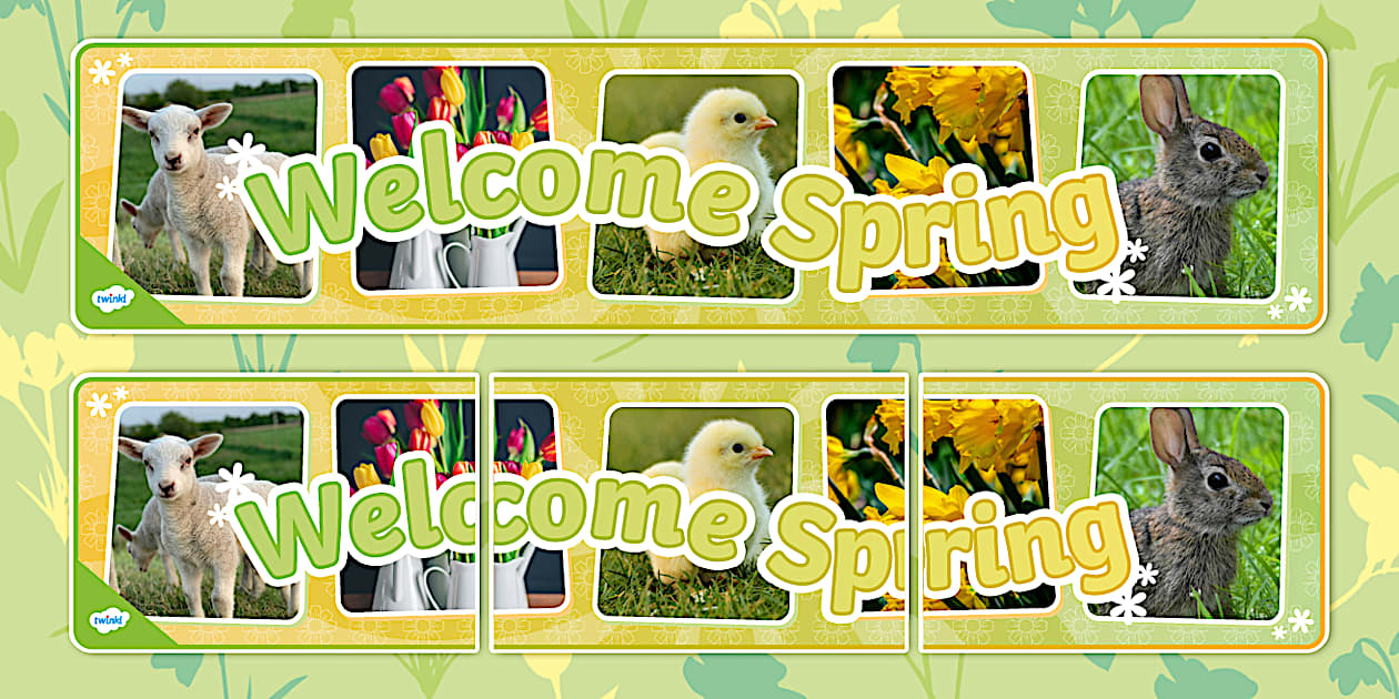 Welcome Spring Photo Display Banner (teacher made) - Twinkl