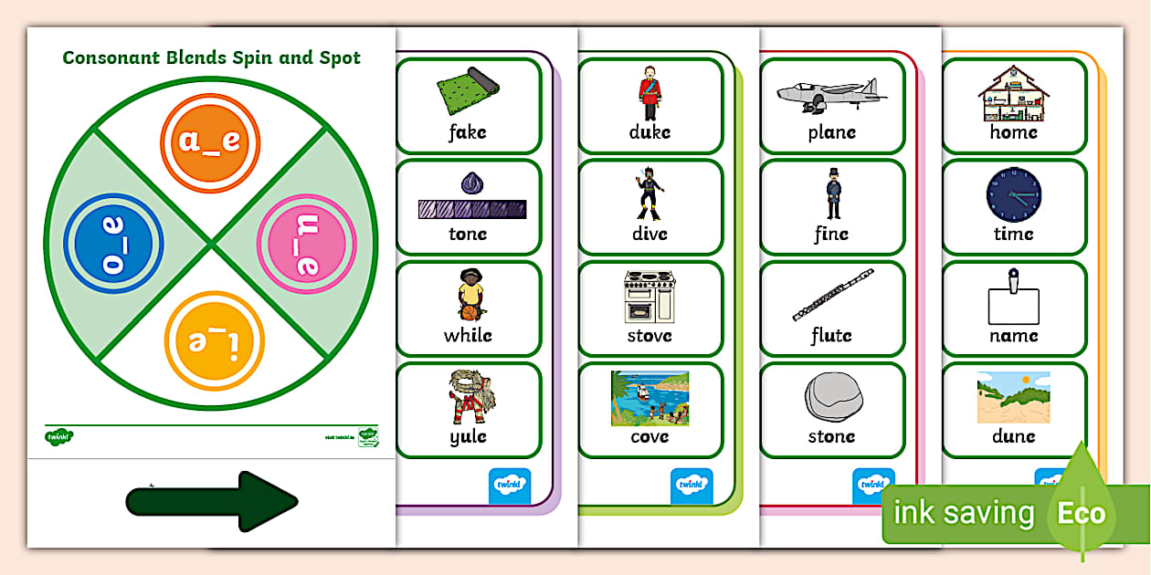 Magic e Spinner Game with Illustrations (teacher made)