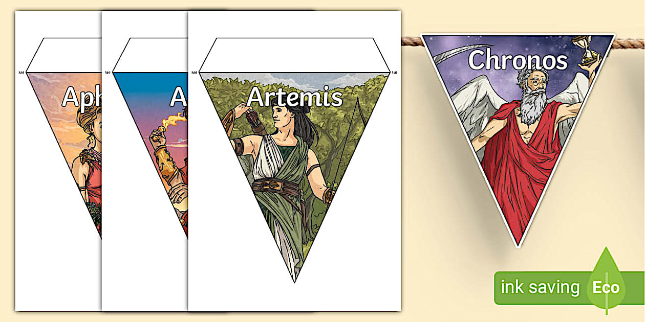 Editable Greek Gods Display Bunting (teacher made) - Twinkl