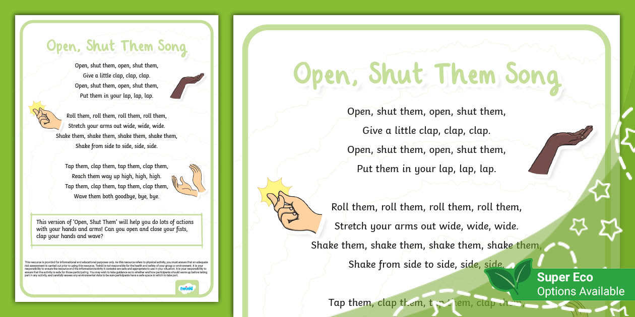 Open and Shut Actions Song | Physical Development - Twinkl