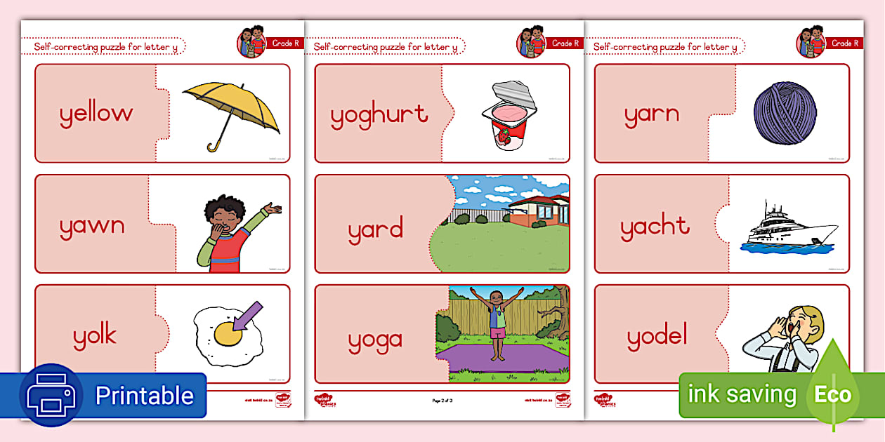 Grade R Phonics: Self-correcting Puzzle Letter y - Twinkl