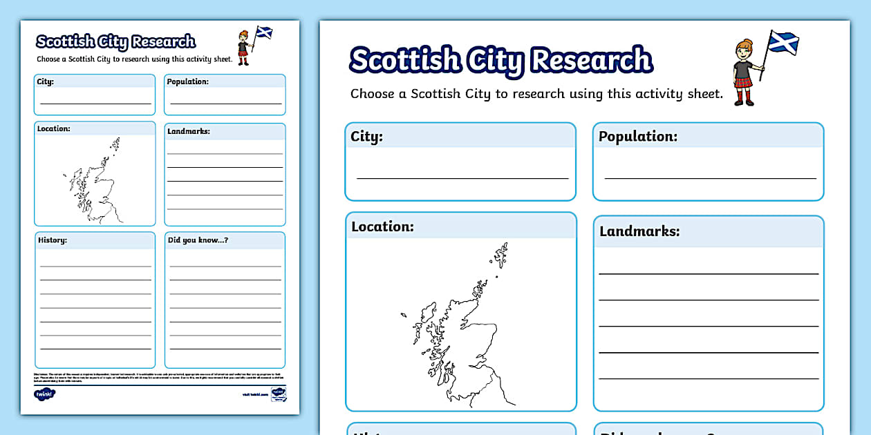 Scottish City Research Activity Sheet (teacher made)