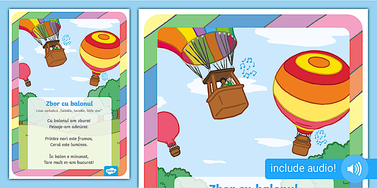 Zbor cu balonul – Cântec pentru copii - Twinkl