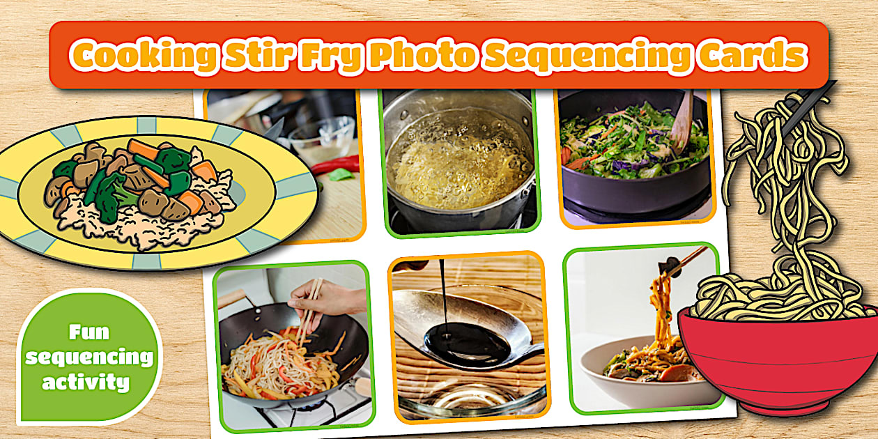 Cooking Stir-Fry Photo Sequencing Cards