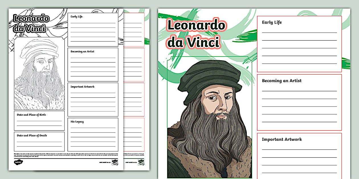 Leonardo da Vinci Fact File Template (Teacher-Made) - Twinkl