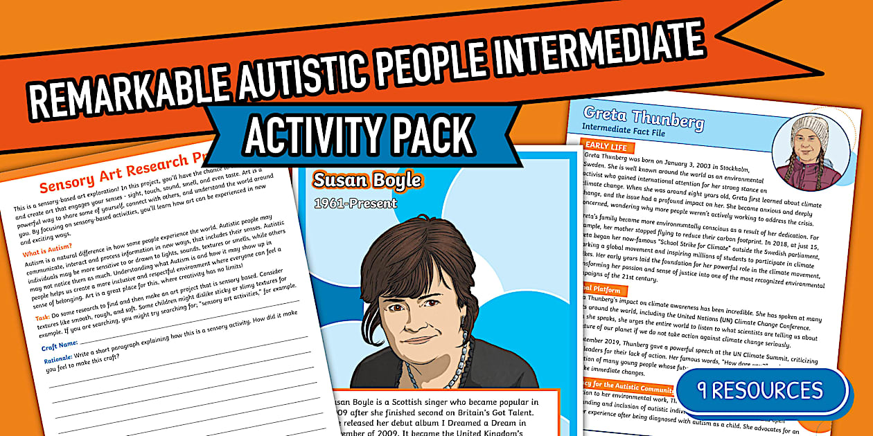 Remarkable Autistic People Intermediate Activity Pack (8-9)