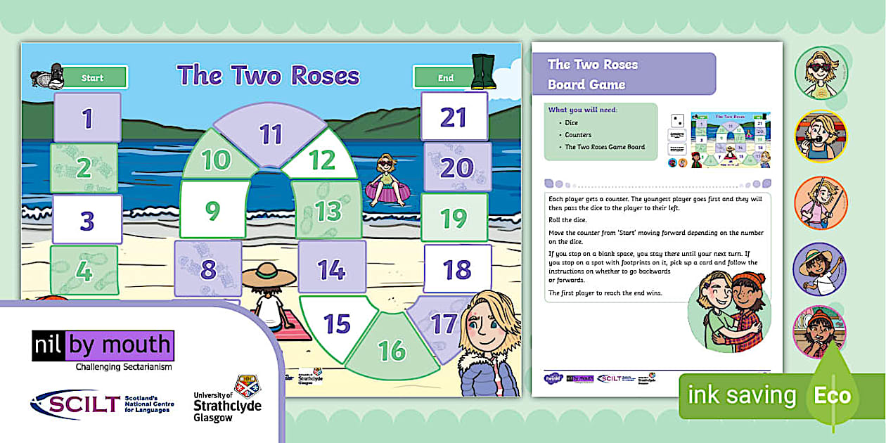 FREE! - The Two Roses Board Game - CfE Literacy Resource - Twinkl