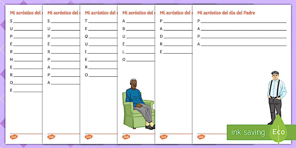 Father's Day Acrostic Poem Spanish (Lehrer gemacht) - Twinkl