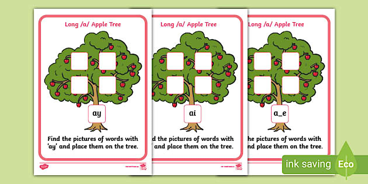 Long /A/ Apple Tree Worksheet Game (teacher made) - Twinkl