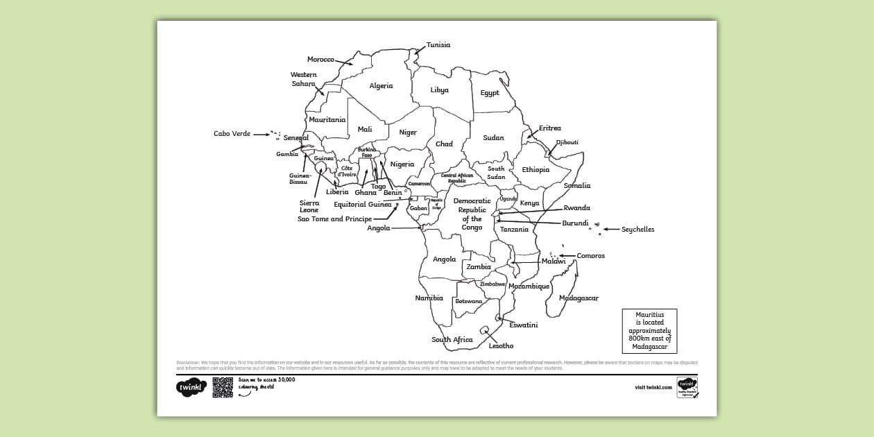 Africa Continent Outline Colouring Sheet | Twinkl - Twinkl