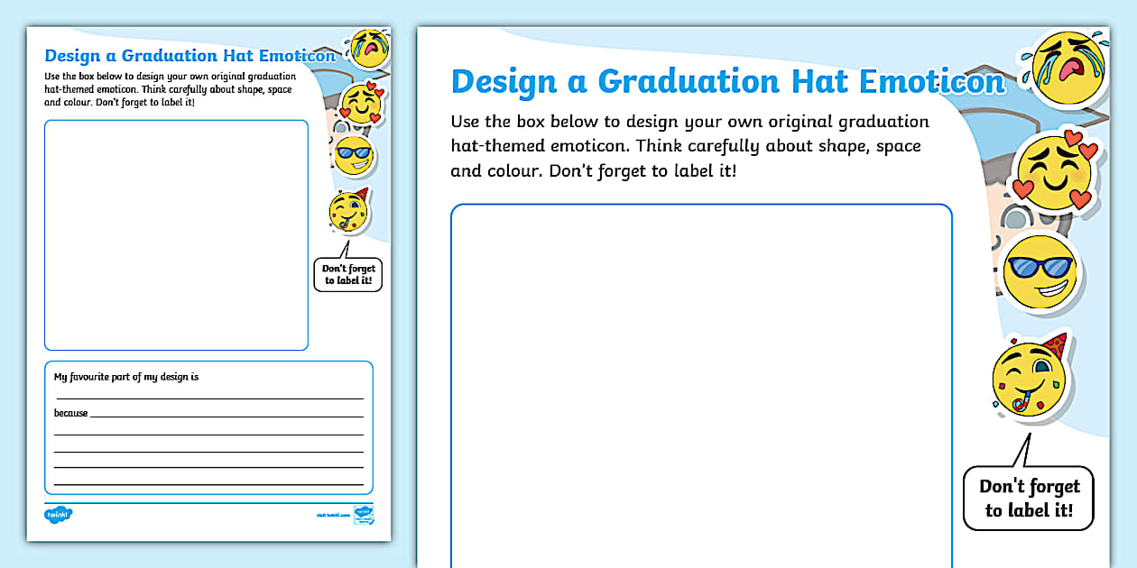 Design Your Own Graduation Hat Emoticon Activity Sheet