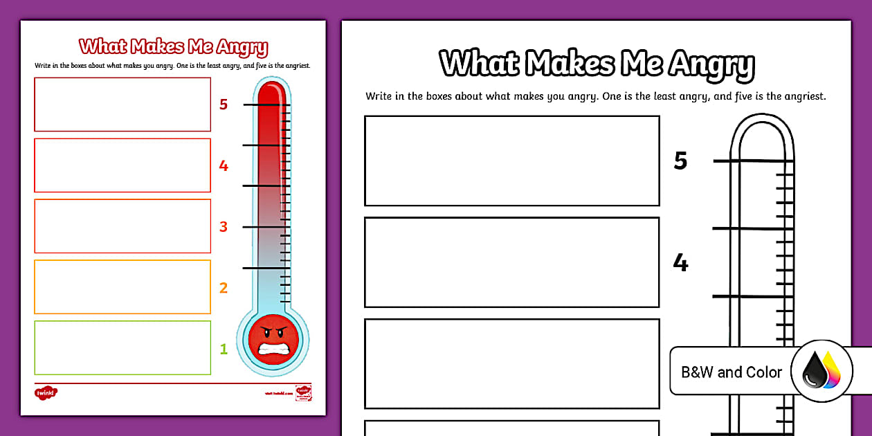 What Makes Me Angry SEL Worksheet for 3rd-5th Grade - Twinkl