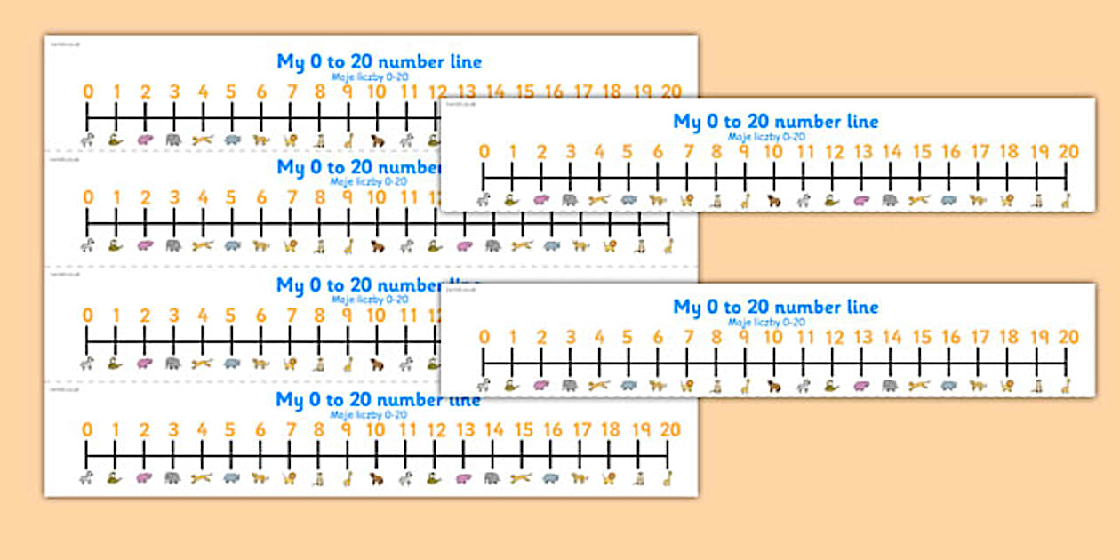Safari Number Line 0-20 Polish Translation - Twinkl