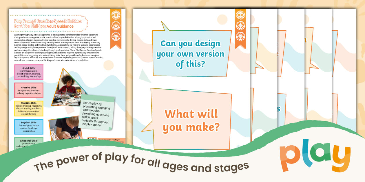 Play Prompt Question Speech Bubbles for Older Children