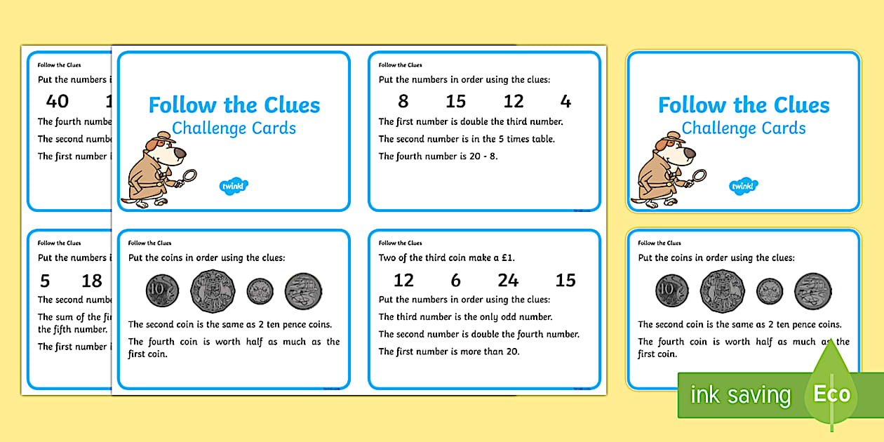 Clue Cards | Math Problem-Solving | PDF Download | F-2