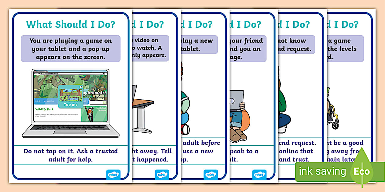What Should I Do? Online Safety Display Posters - Twinkl UK