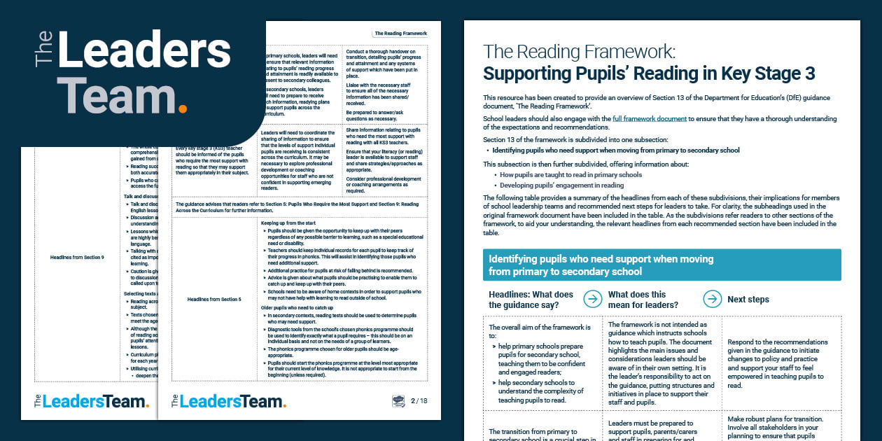 The Reading Framework: Supporting Pupils' Reading in KS3