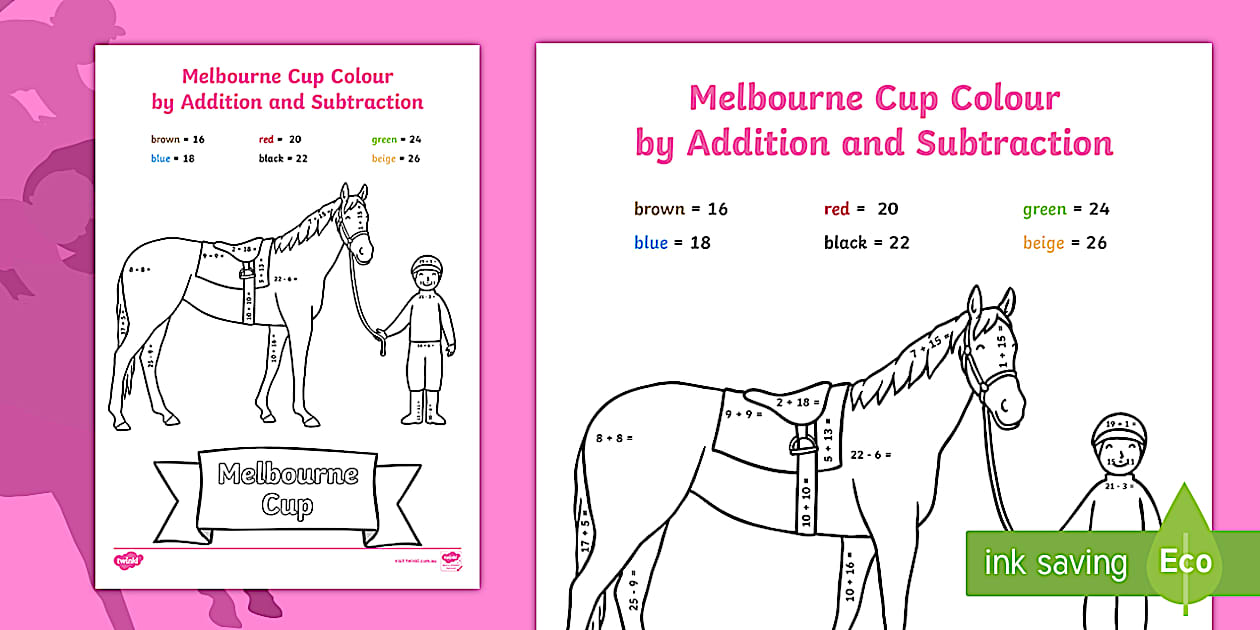 Melbourne Cup Colour by Numbers - Maths Activities - Horse Racing