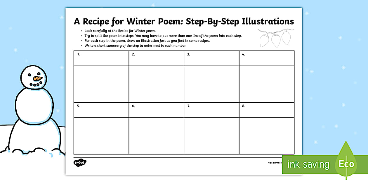KS2 A Recipe for Winter Illustrations Worksheet / Worksheet