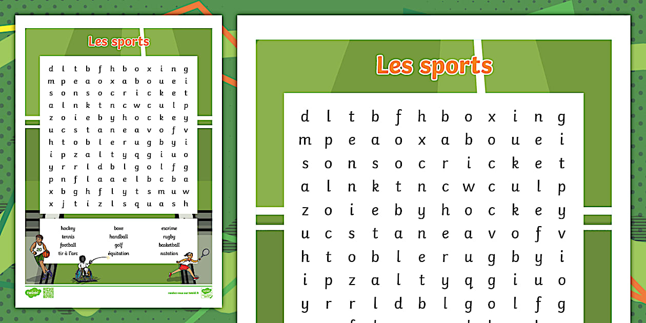 * NEW * Mots mêlés : Les sports - Twinkl Français