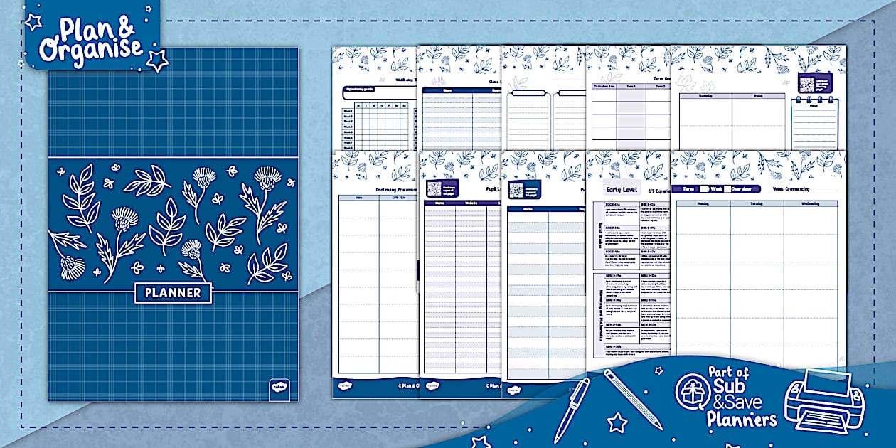 Printable Blue Scottish Teacher Planner (teacher made)