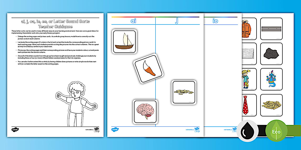 Phonics Canada Group 4 (ai,j,oa,ie,ee,or) Letter Sound Sorts