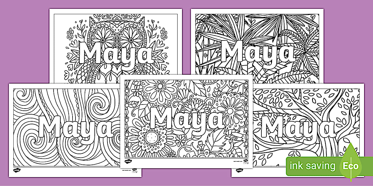 Maya Mindfulness Name Colouring Activity | Twinkl | KS1