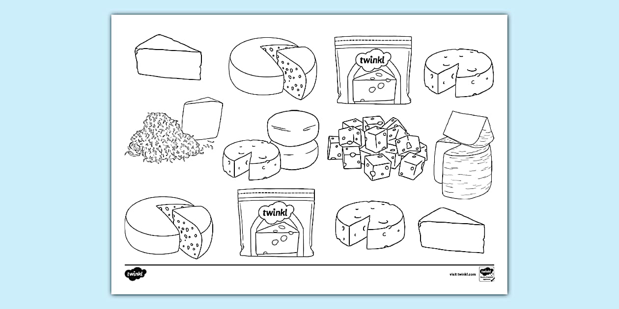 Cheese Doodle Colouring Page (teacher made) - Twinkl
