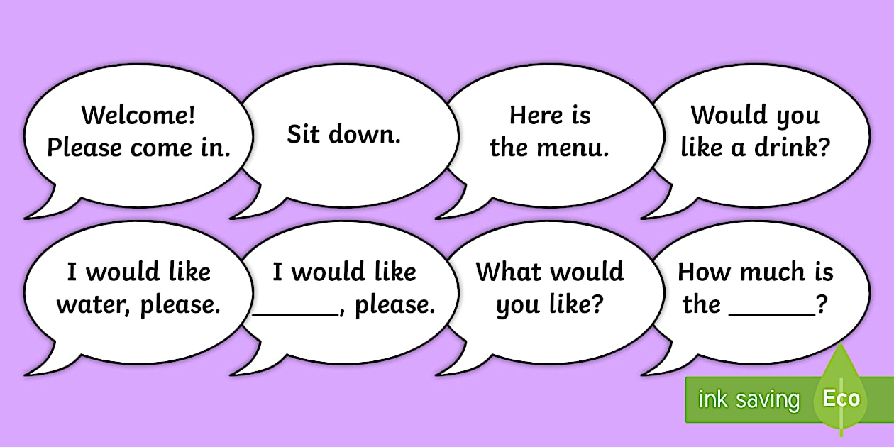 Restaurant Conversation Prompts Display Cut-Outs - Twinkl