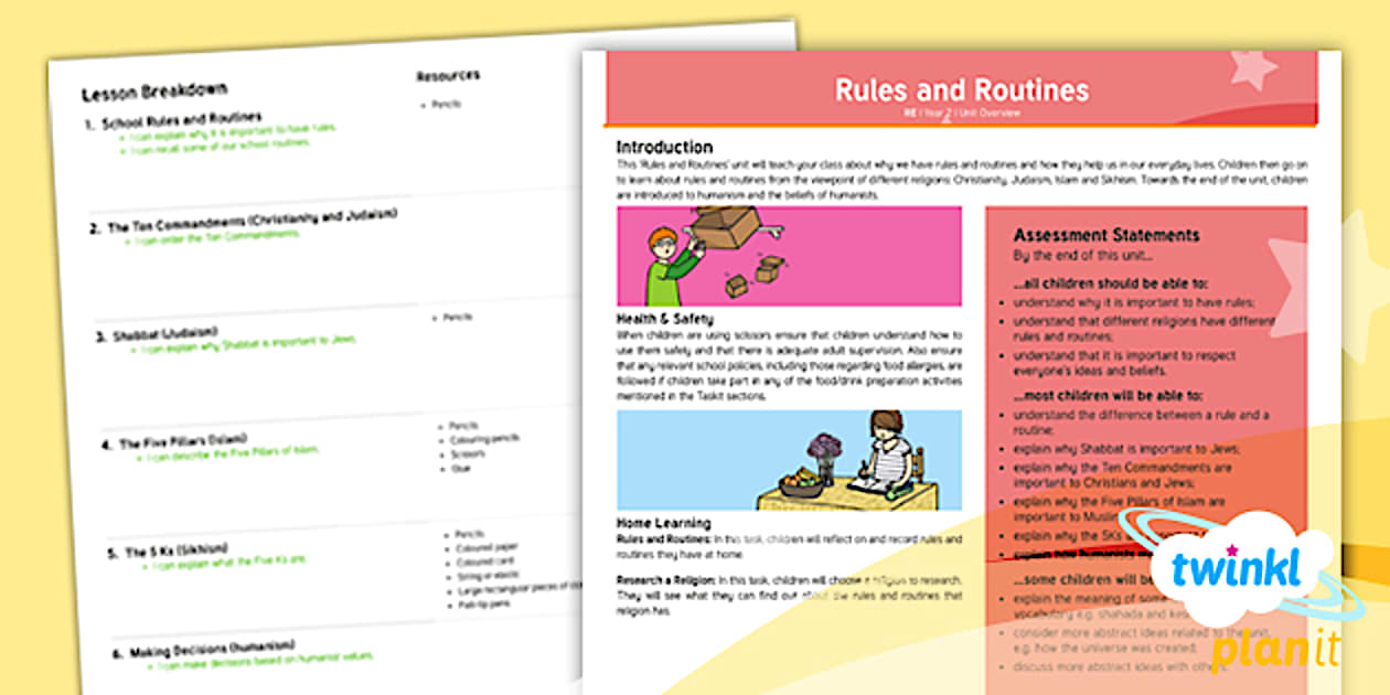 RE: Rules and Routine Year 2 Planning Overview - Twinkl