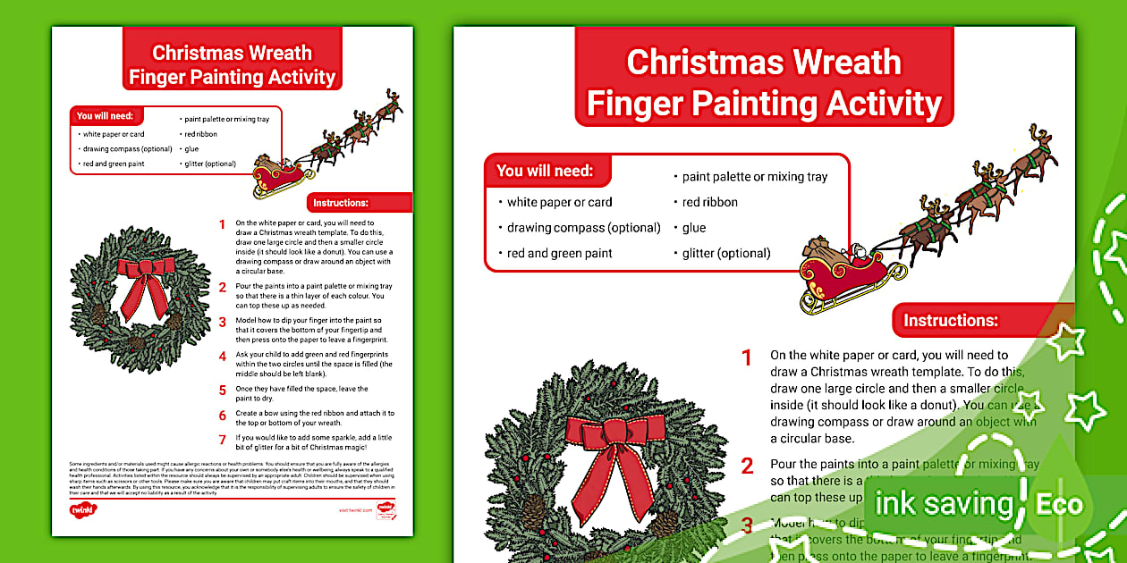 Christmas Wreath Finger Painting Activity (teacher made)