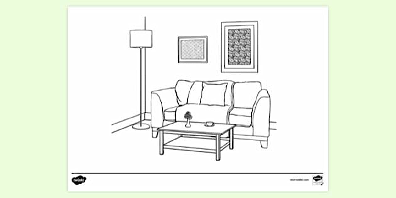 Living Room Colouring | Colouring Sheet (teacher made)
