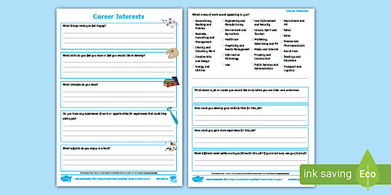 Goals and Aspirations UKS2 Career Interests Activity Sheet