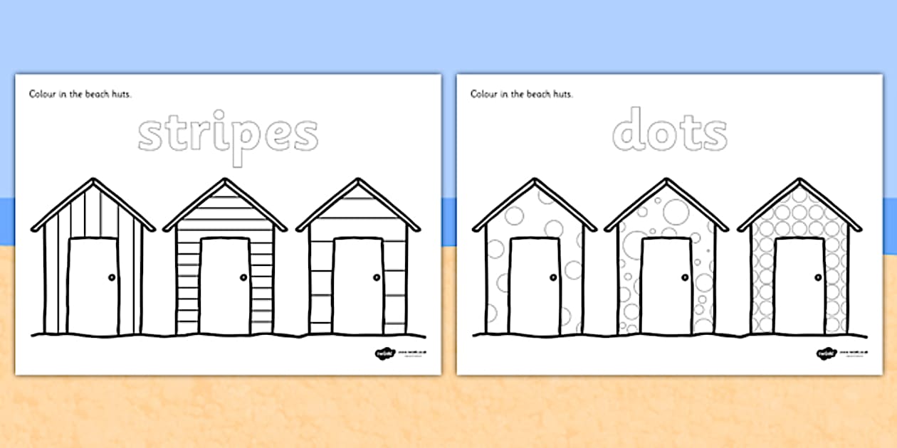 Colour Spots and Stripes Beach Huts (teacher made) - Twinkl