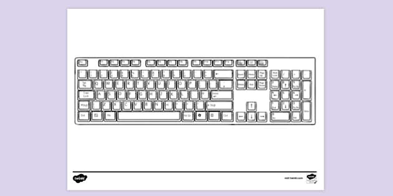 Long Keyboard Colouring Sheet | Colouring Sheets - Twinkl