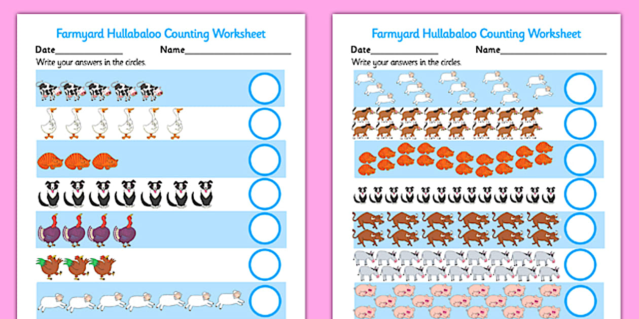 Counting Sheet to Support Teaching on Farmyard Hullabaloo