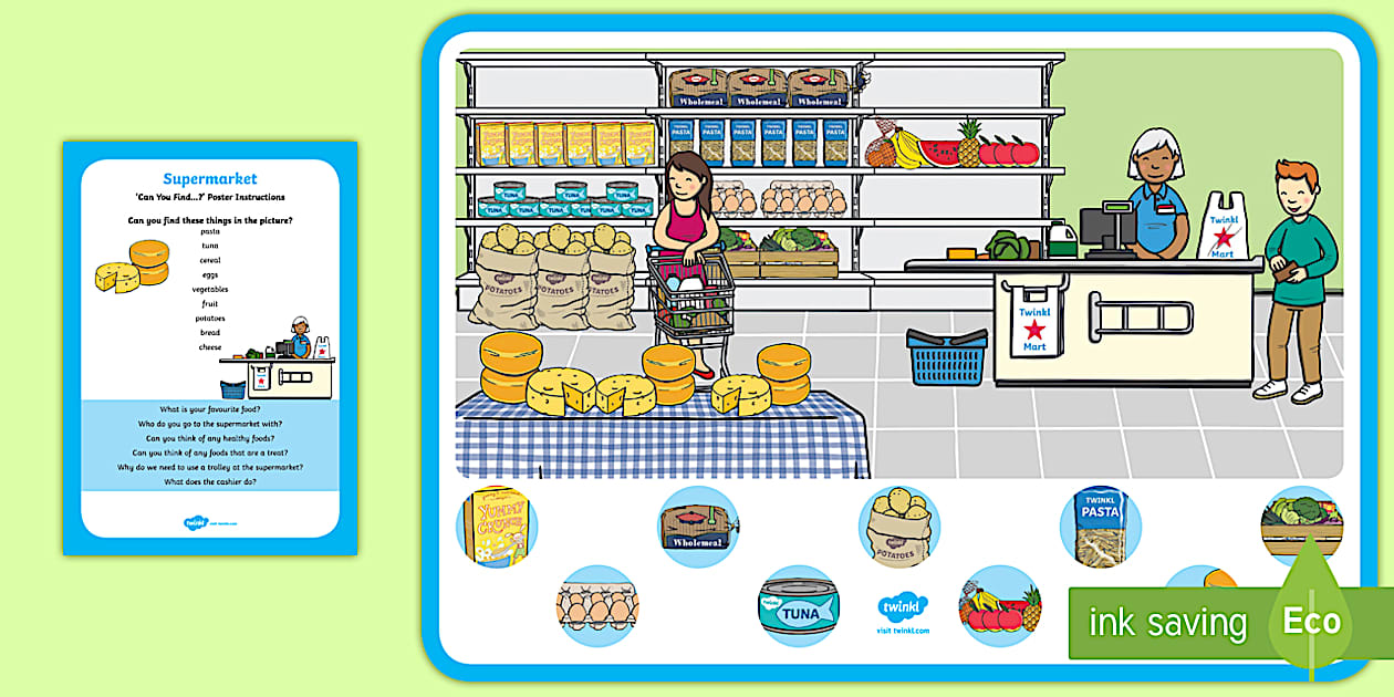 Supermarket Can You Find...? Poster and Prompt Card Pack