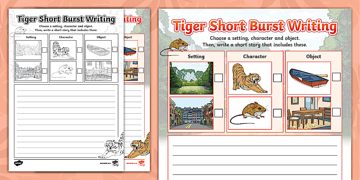 Tiger Short Burst Writing Template (Teacher-Made) - Twinkl