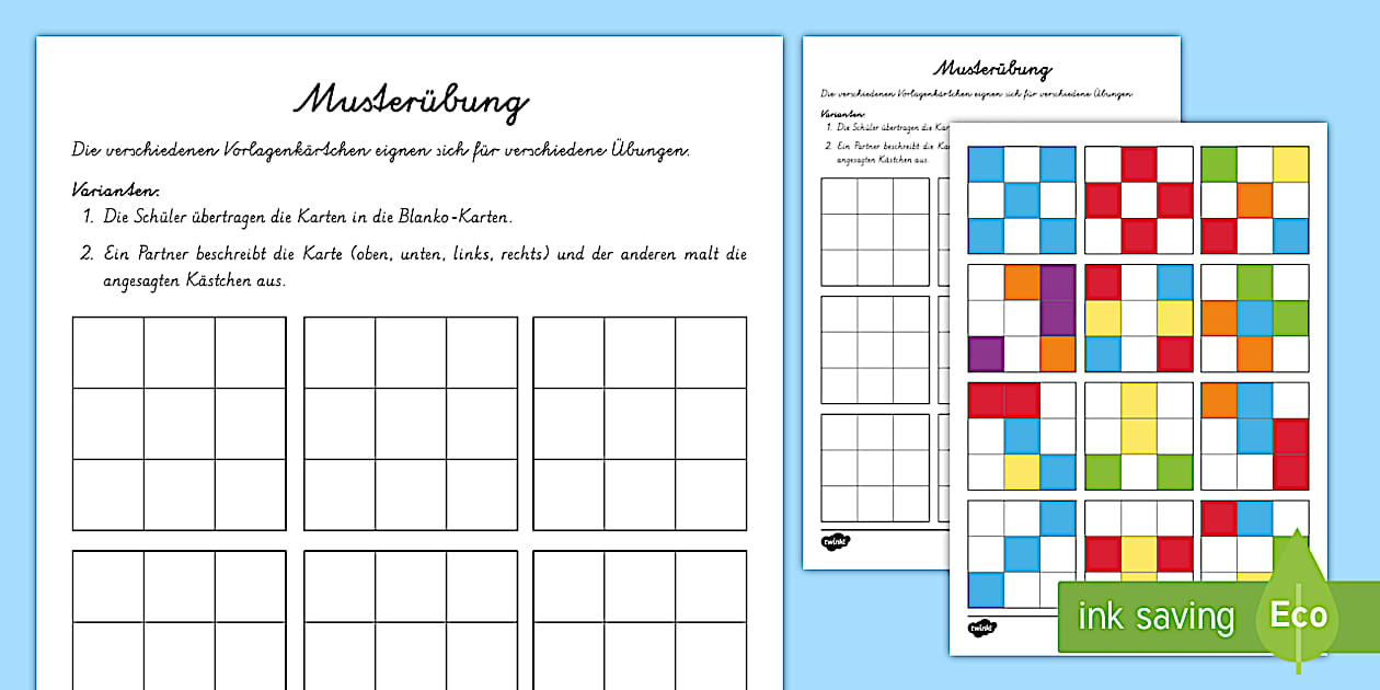 Editable Musterübung Arbeitsblatt: Bilder Muster zum Fortsetzen