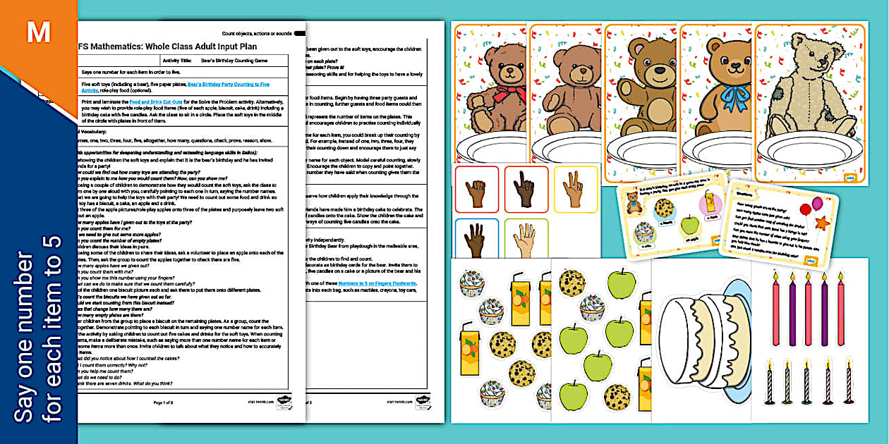 EYFS Maths Bear Birthday Counting Activity Whole Class Plan