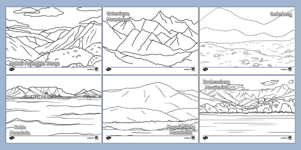 Landforms of South Africa Colouring Sheets (teacher made)