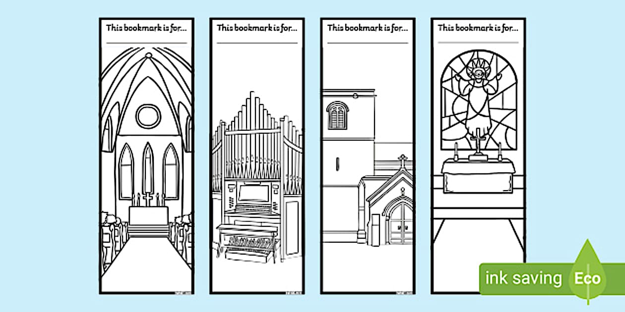Church Bookmarks to Colour | Bookmark Resources - Twinkl